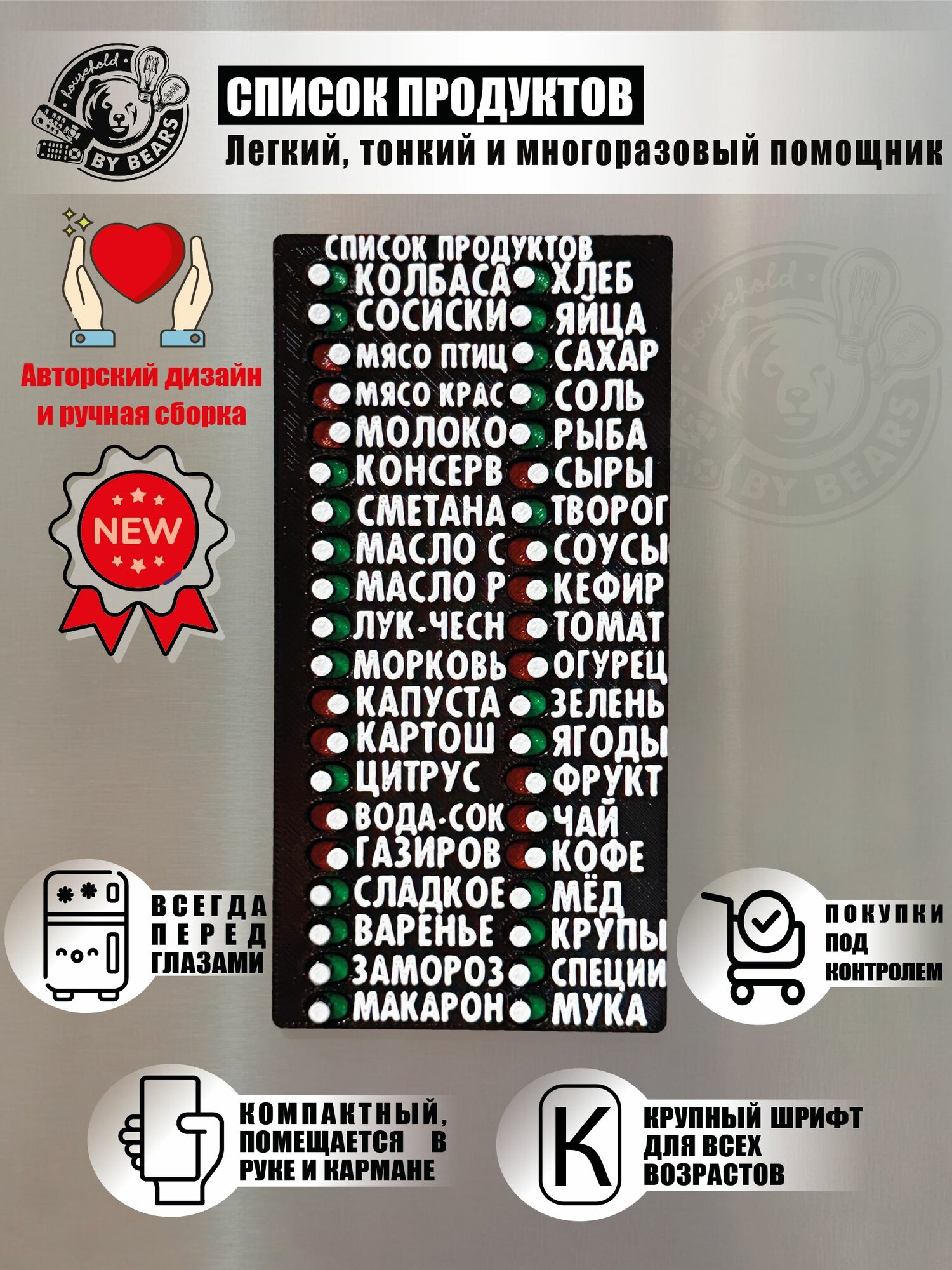 Магнитный список продуктов чек-лист покупок для дома