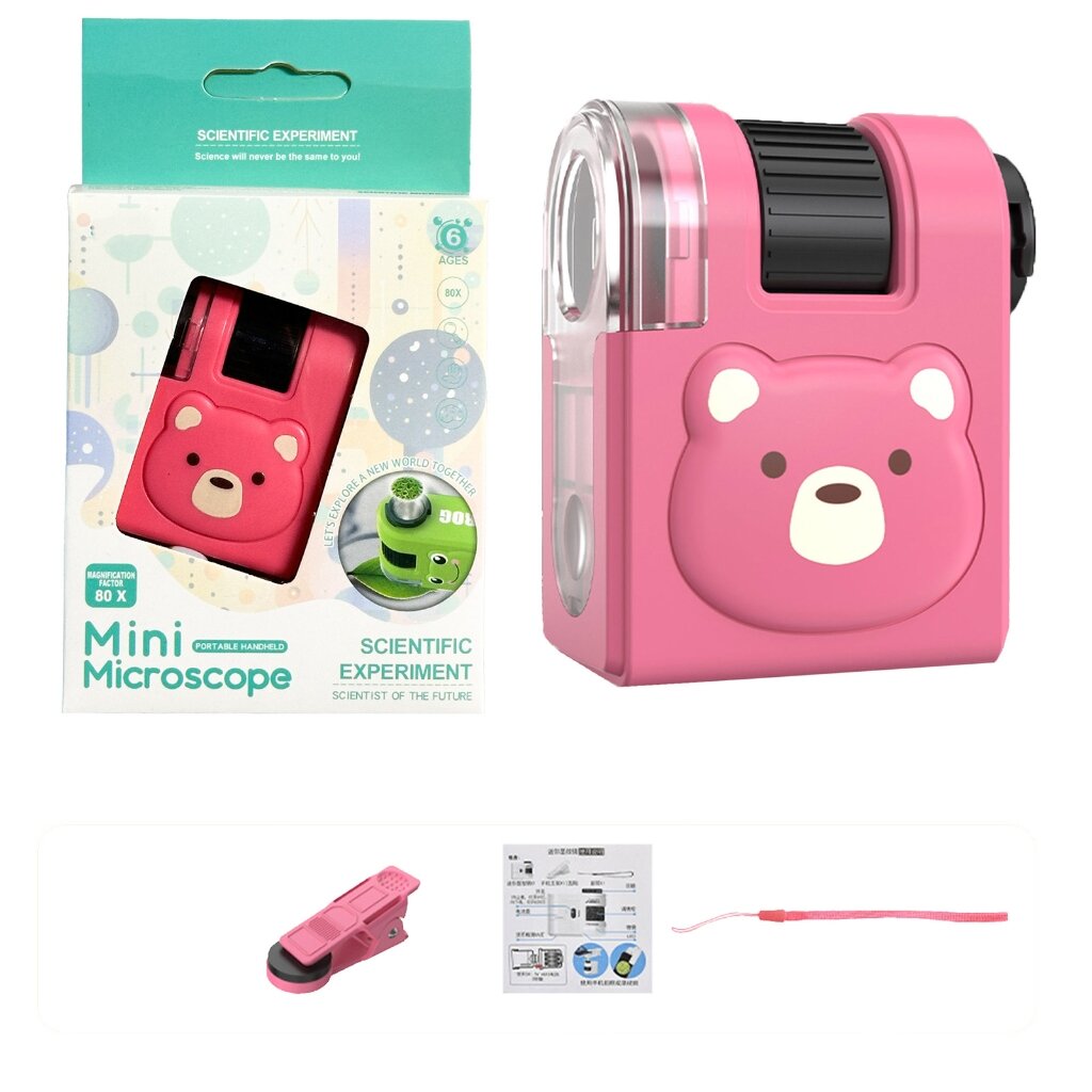 Детский Образовательный Микроскоп С Подсветкой и Многократным Увеличением Портативных Конструкций для Подарка Научным Открытиям
