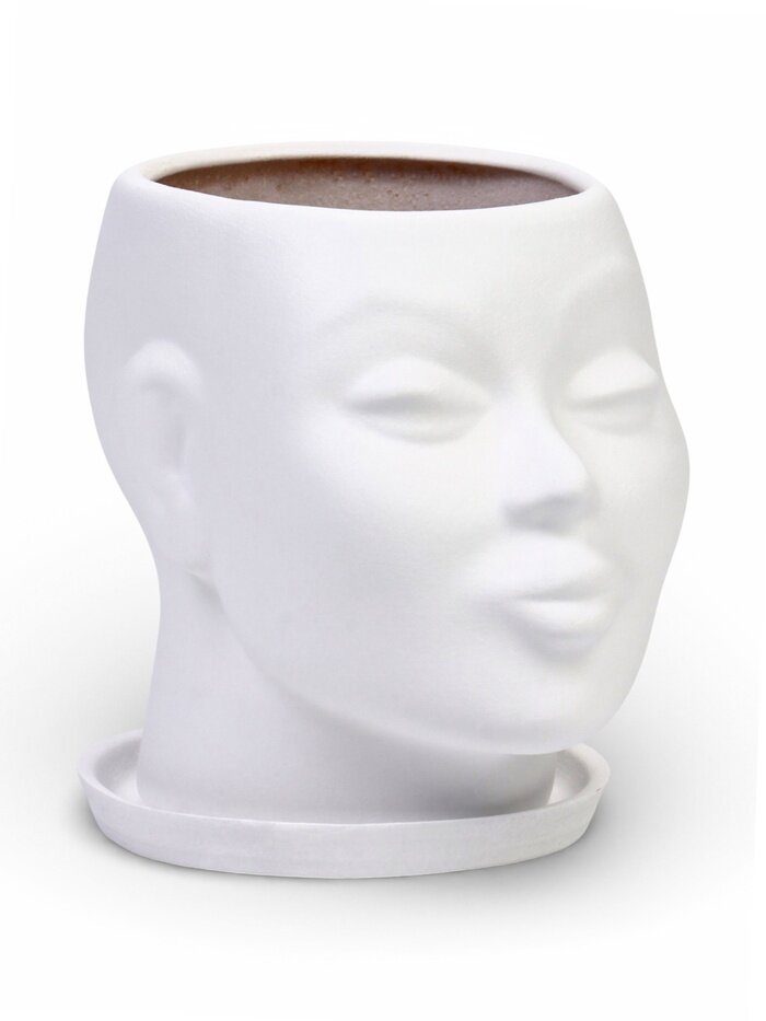 Декоративный горшок для цветов «Голова», керамический, 1.3 л, 16×16×14 см, белый