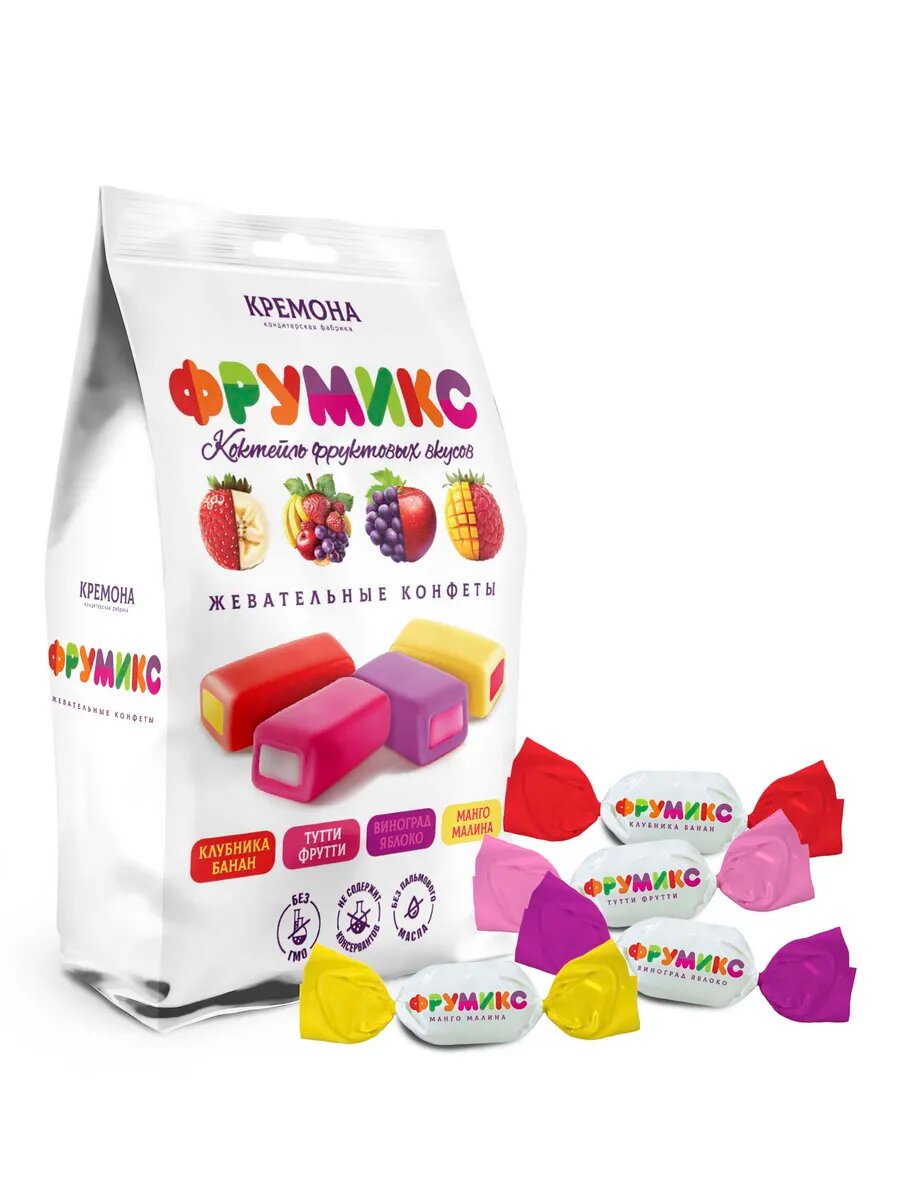 Жевательные конфеты Кремона "Фрумикс", ассорти, без пальмового масла и ГМО