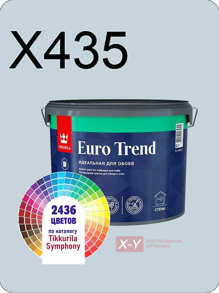 Краска для обоев Tikkurila Euro Trend 9л. пастельные оттенки X435