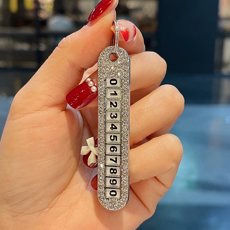 Брелок для ключей от машины, изысканный женский брелок, с бантом, брелок с номером для защиты от потери,