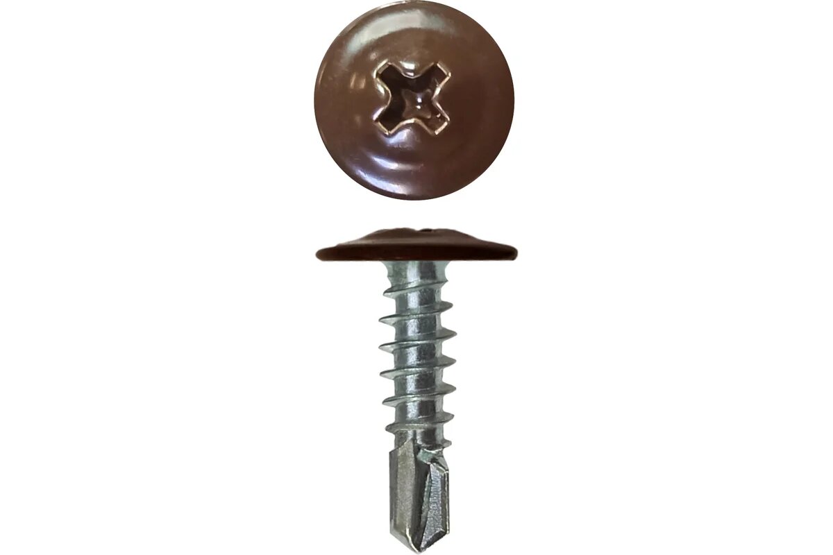 Саморезы кровельные, 4,2x16 мм, RAL 8017, с пресс-шайбами, 1000 шт