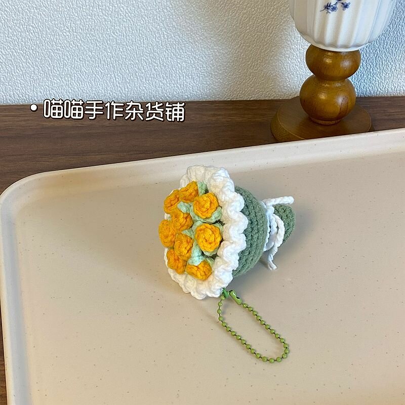 DIY креативное вязание пряжей мини-ручной цветок маленький букет, брелок для сумки, подвеска, лучший подарок для друга, готовый продукт