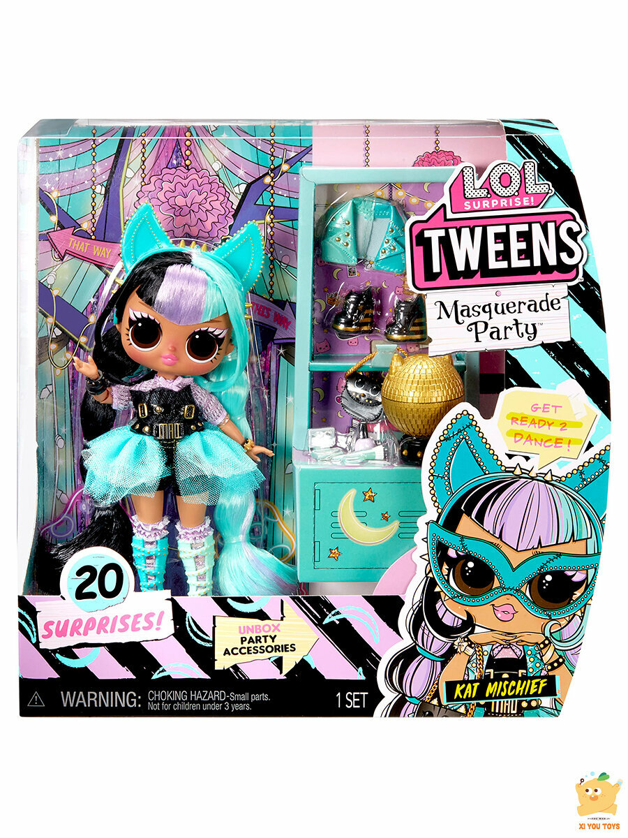 MGA L.O.L. Surprise! Tweens Masquerade Party Kat Mischief / Детская Кукла-маскарад Регина Хартт (Kat Mischief), Шарнирная Модная Кукла, Подходит Для Детей В Возрасте От 3 Лет И Старше.