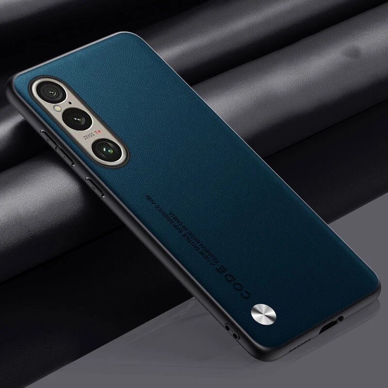Кожаный чехол Sony Xperia 1 VI темно-синий