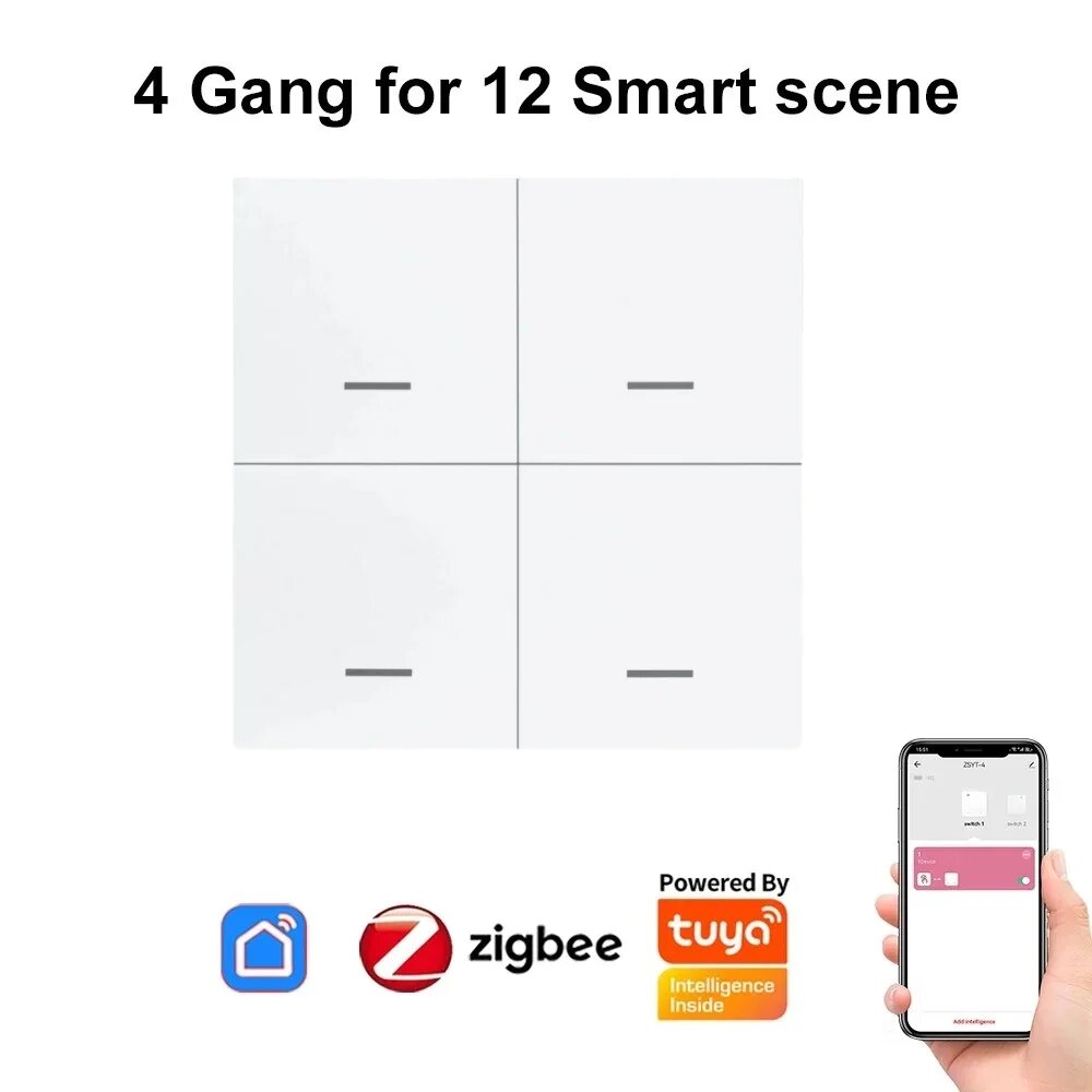 Умный выключатель 4 Gang Zigbee TYZB-SYT-4Gang
