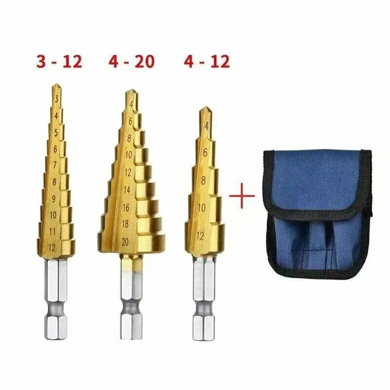 3 шт Ступенчатое сверло 3-12 мм 4-12 мм 4-20 мм набор буровых инструментов