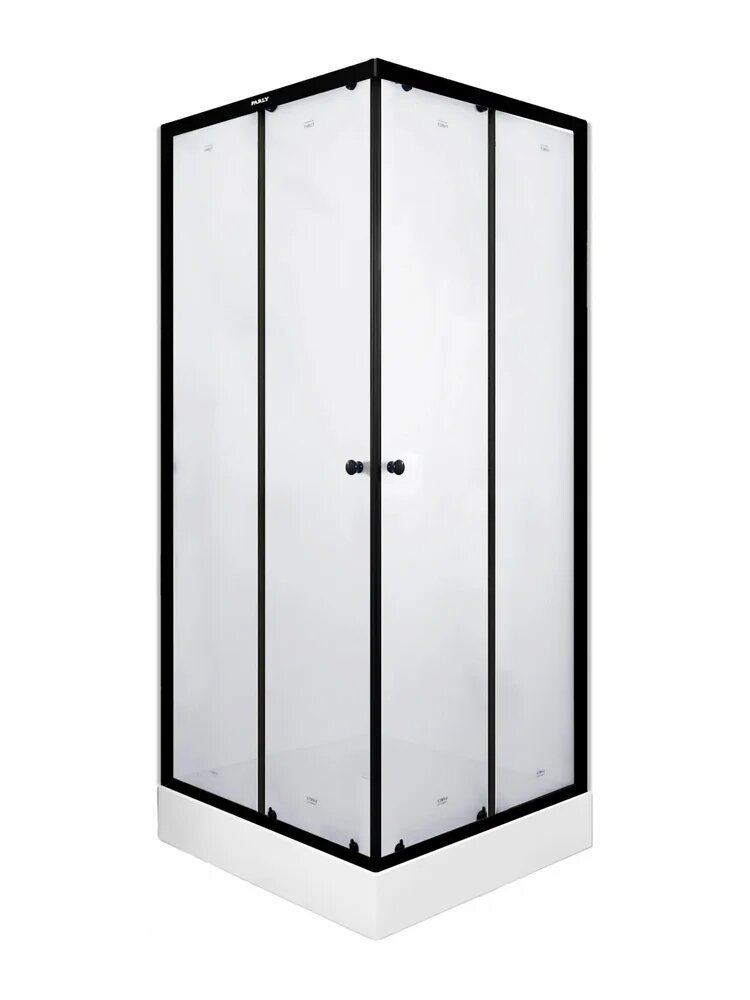 Душевой уголок Parly ZFQ911B с поддоном, стеклянный, черный, 90x90, с низким поддоном, квадратный, раздвижной