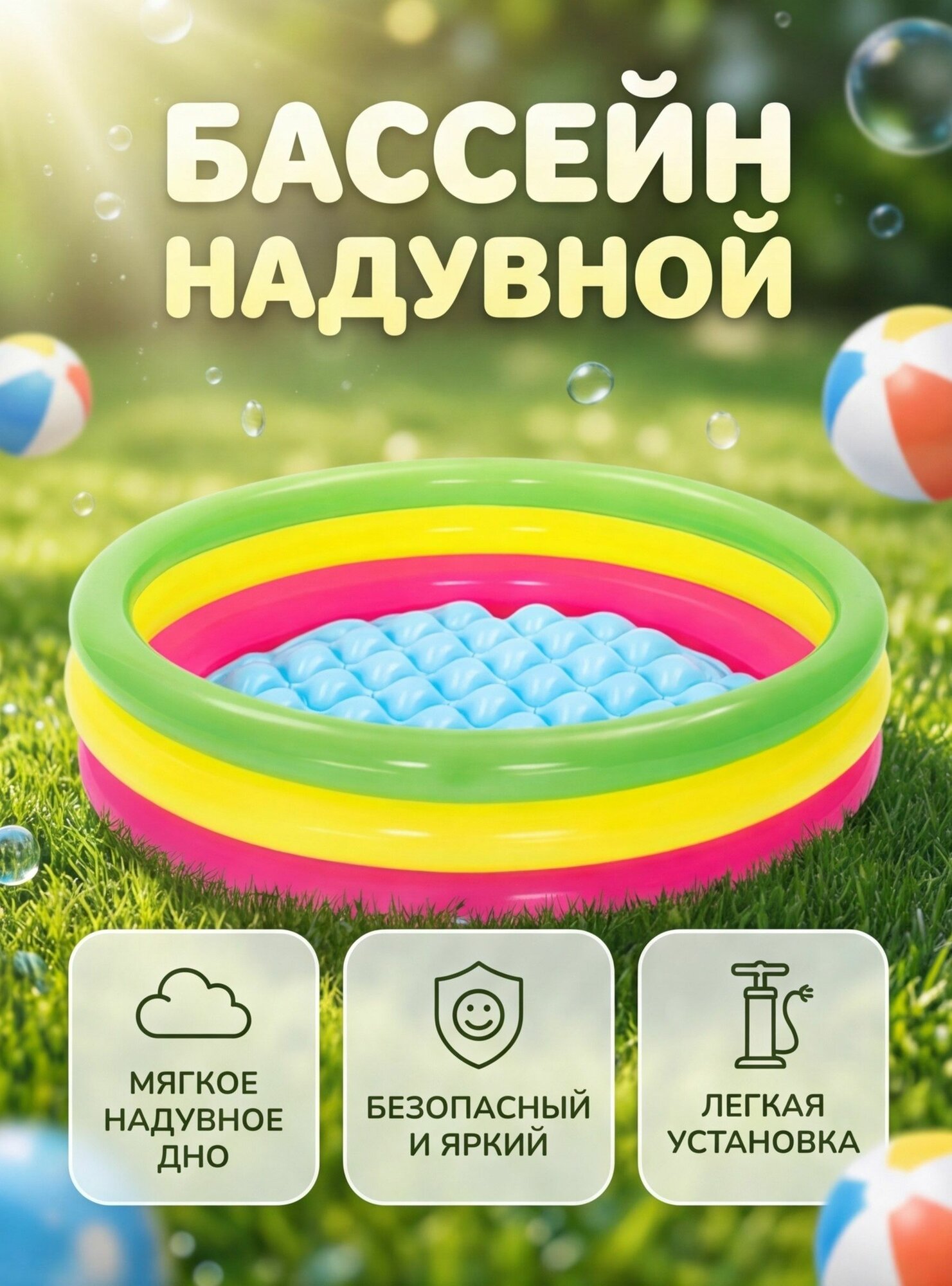 Бассейн надувной детский Bestway 102х25см 101л, от 2 лет, 1 шт.