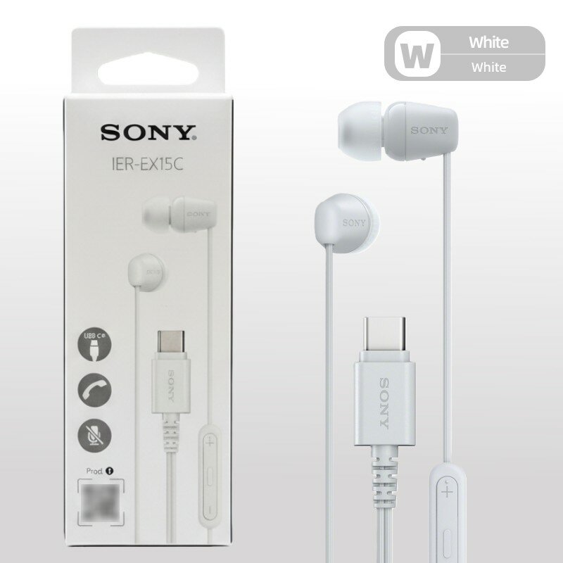 Sony MDR-EX15LP Проводные наушники белые Type-C разъем с микрофоном высококачественный звук