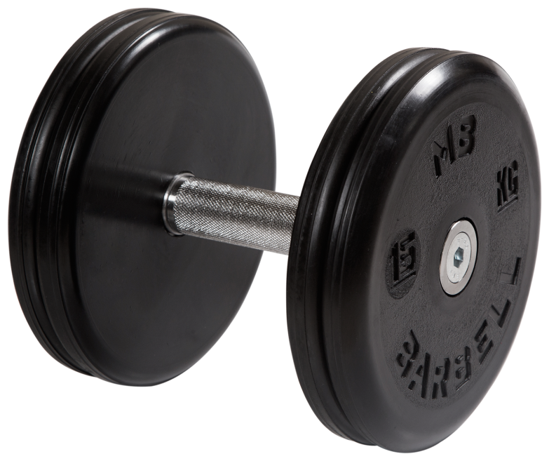 Гантель MB Barbell "классик" с вращающейся ручкой хром 15 кг