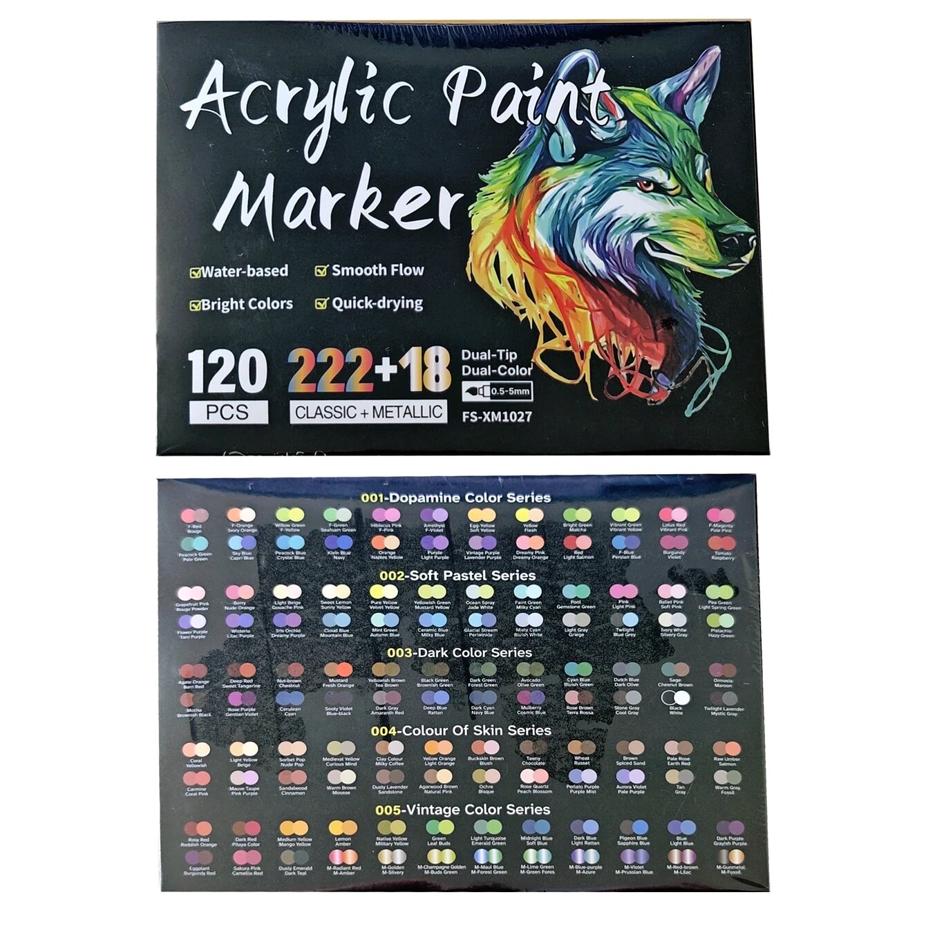 Маркеры акриловые двухцветные 240 цветов 120 шт 120Pcs 240Colors