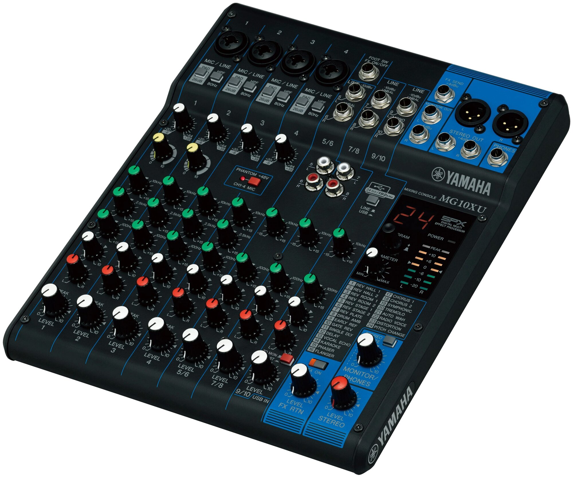 Пульт Yamaha [MG10XU] 10-канальный микшерный пульт: макс. 4 микрофонных / 10 линейных входов (4 моно + 3 стерео)