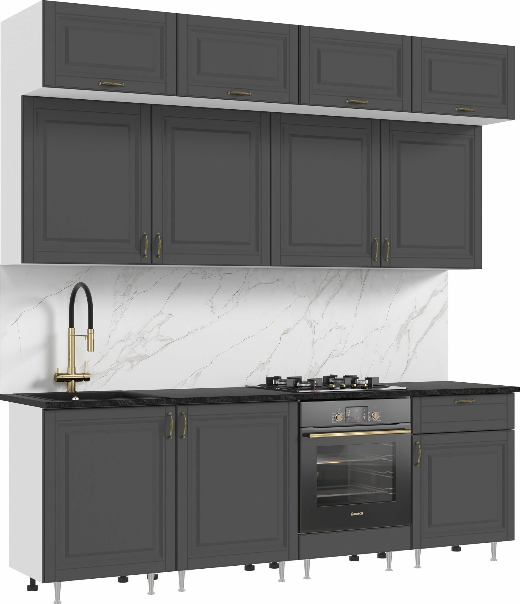 Кухня Престиж 2,4м белый, графит софт