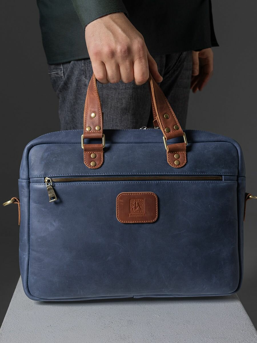 Сумочка для ноутбука 13, 13.3 и 14 дюймов, сумка для документов, J.Audmorr, Cardiff S Saphire, синяя, натуральная кожа, мужская и женская