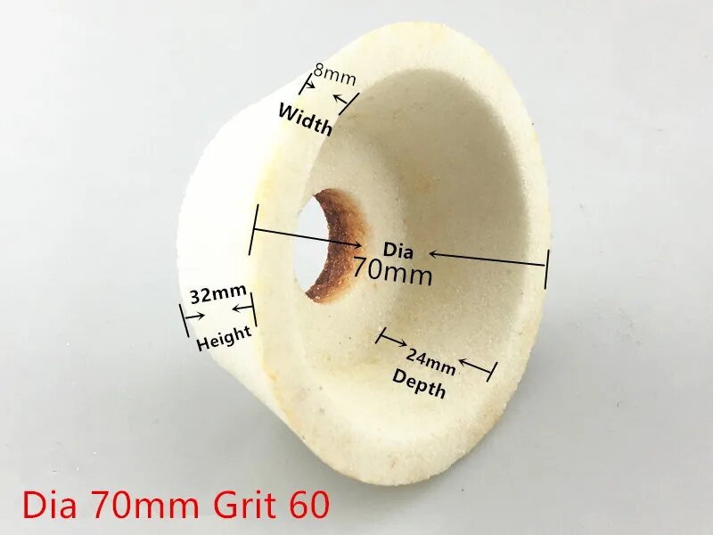 Jrealmer 1 шт, диаметр 70/100/125 мм в форме чашки, белый корундовый шлифовальный Dia 70mm Grit 60