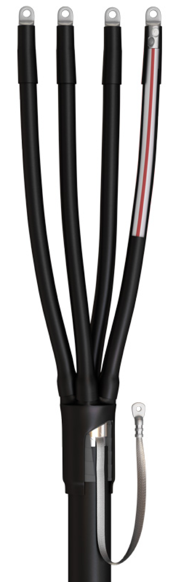 Муфта кабельная концевая КВТ 4ПКТп(б)-1 с болтовыми наконечниками, изоляция пластик, черная, 655мм, 70/120мм2, 4 жилы / электрика