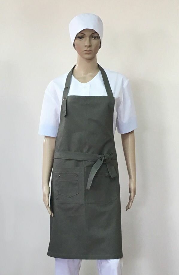 Фартук универсальный с регулируемой брителью на кнопках хаки (ткань канвас)