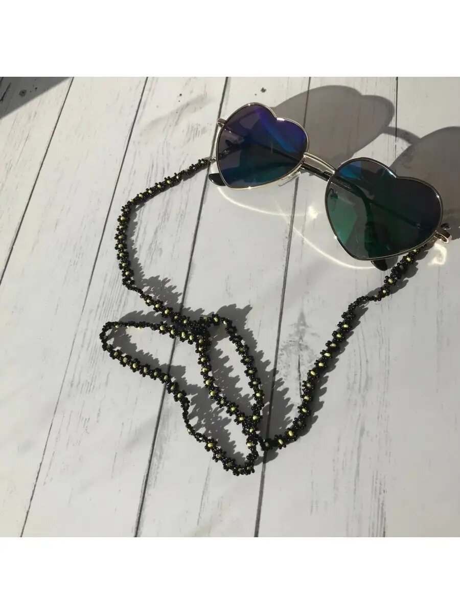 Цепочка для очков и наушников из бисера Цветочки