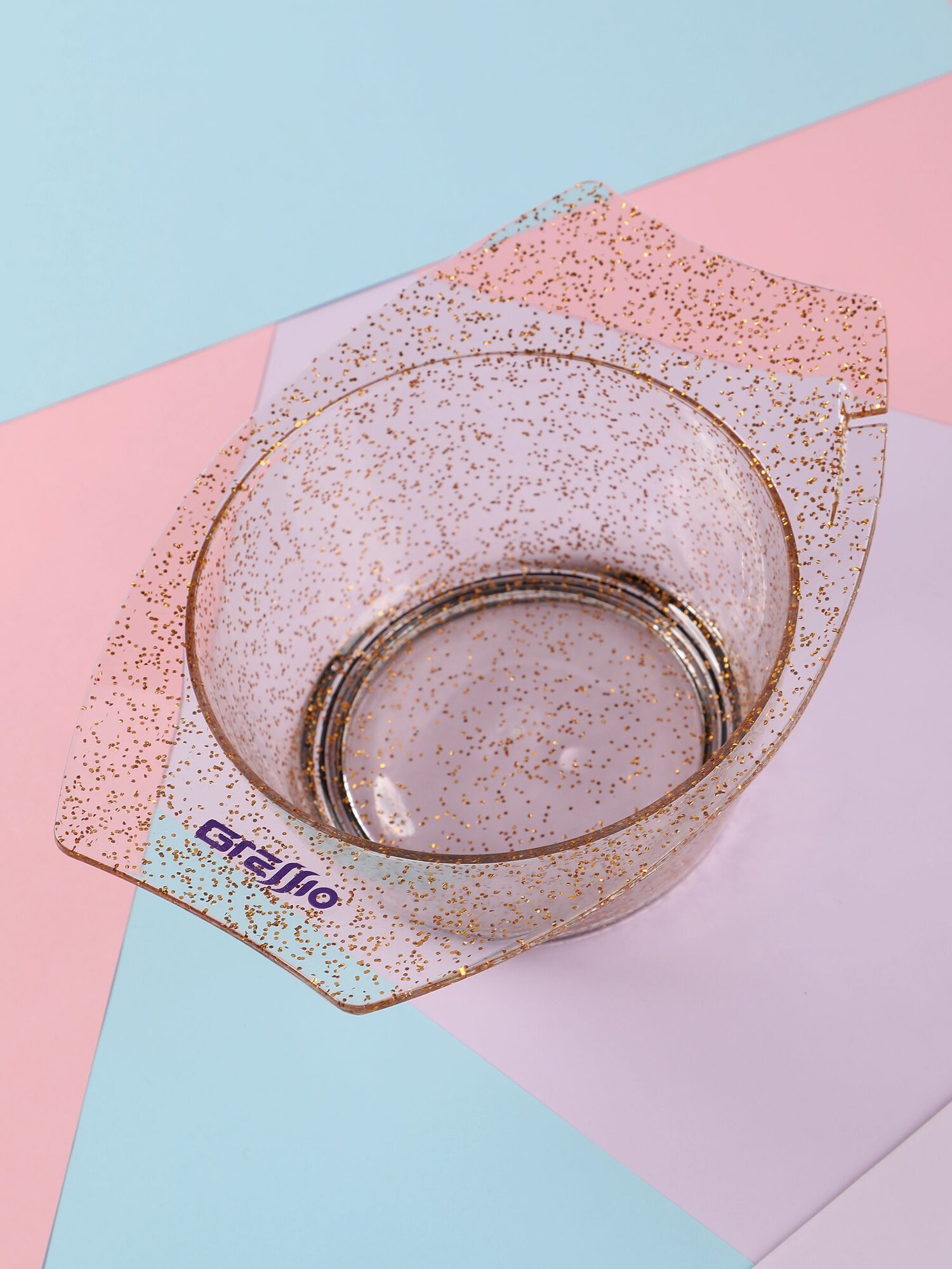 Парикмахерская чаша миска для окрашивания волос Gressio из прозрачного пластика с ручками, 350 мл