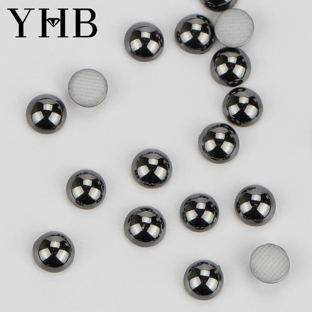 Стразы YHB полукруглые 1.5mm SS6 Jet Hematite 1440шт