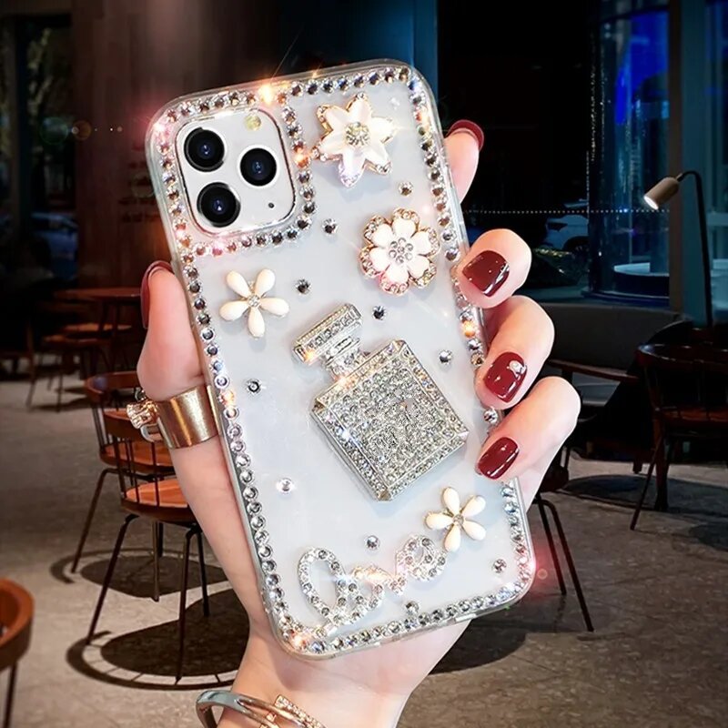 Модный чехол для телефона со стразами для iPhone 15 14 13 Pro Max 16 Plus 17 Air Чехлы ручной работы Прозрачный телефон Funda 12 17 Pro 16 Plus