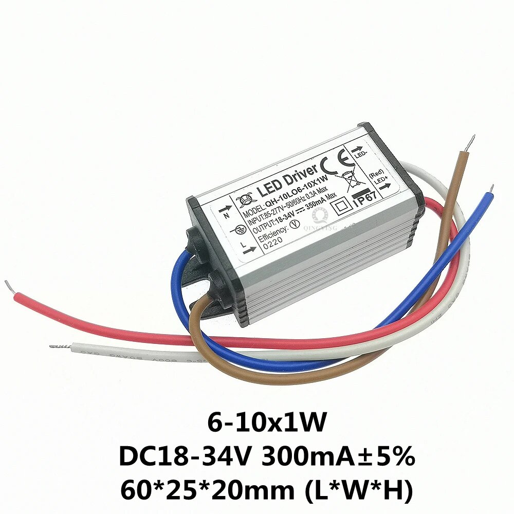 Трансформатор QINGYING для светодиодных ламп Waterproof-6-10x1W