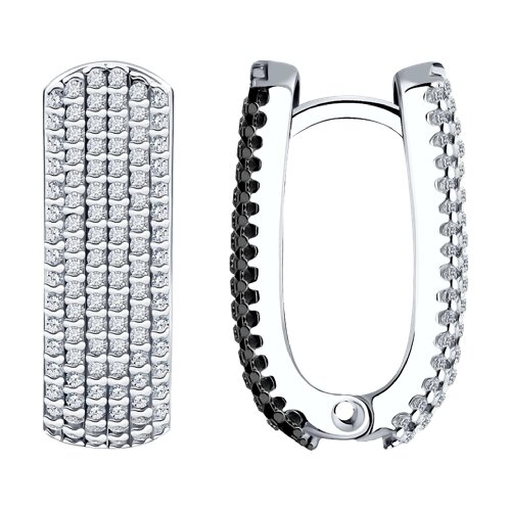 Серьги, серебро, 925 проба, родирование, фианит