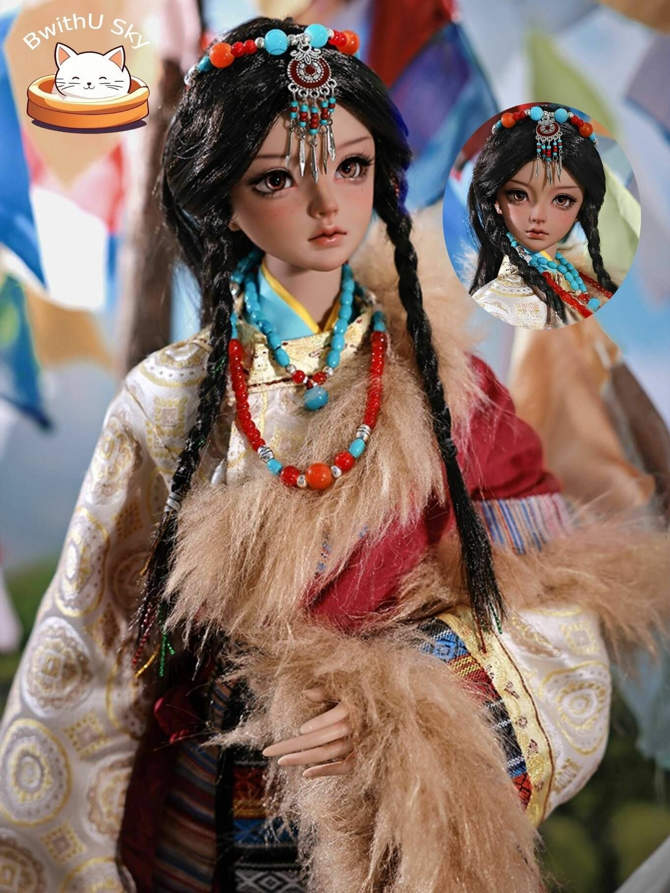 BwithU 1/3 Кьяра 64 см Тибетская девочка в этническом стиле из смолы, кукла с шариковыми шарнирами