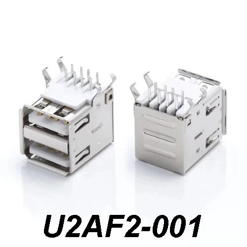 5 шт, разъем USB 2.0 женский 90 градусов белый/черный