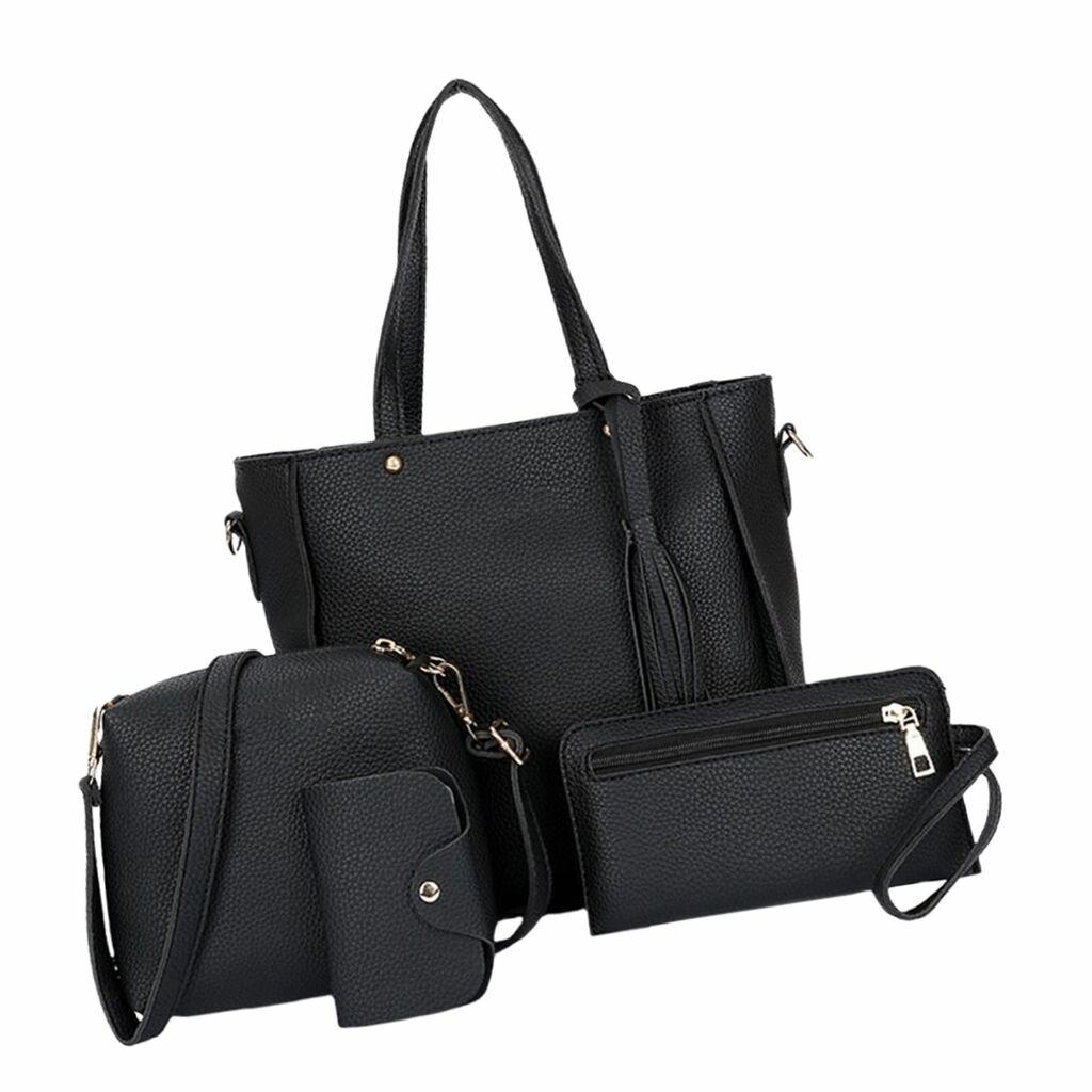 Комплект из 4 предметов, сумка для мамы и ребенка на одно плечо-черный