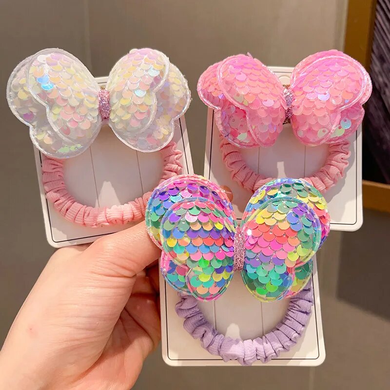 Детские резинки для волос с блестками, 3 шт, Цвет: 3-3pcs
