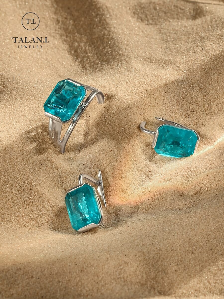 Серьги TALANT, серебро, 925 проба, родирование, горный хрусталь, длина 1.5 см, , серебристый — фото 1
