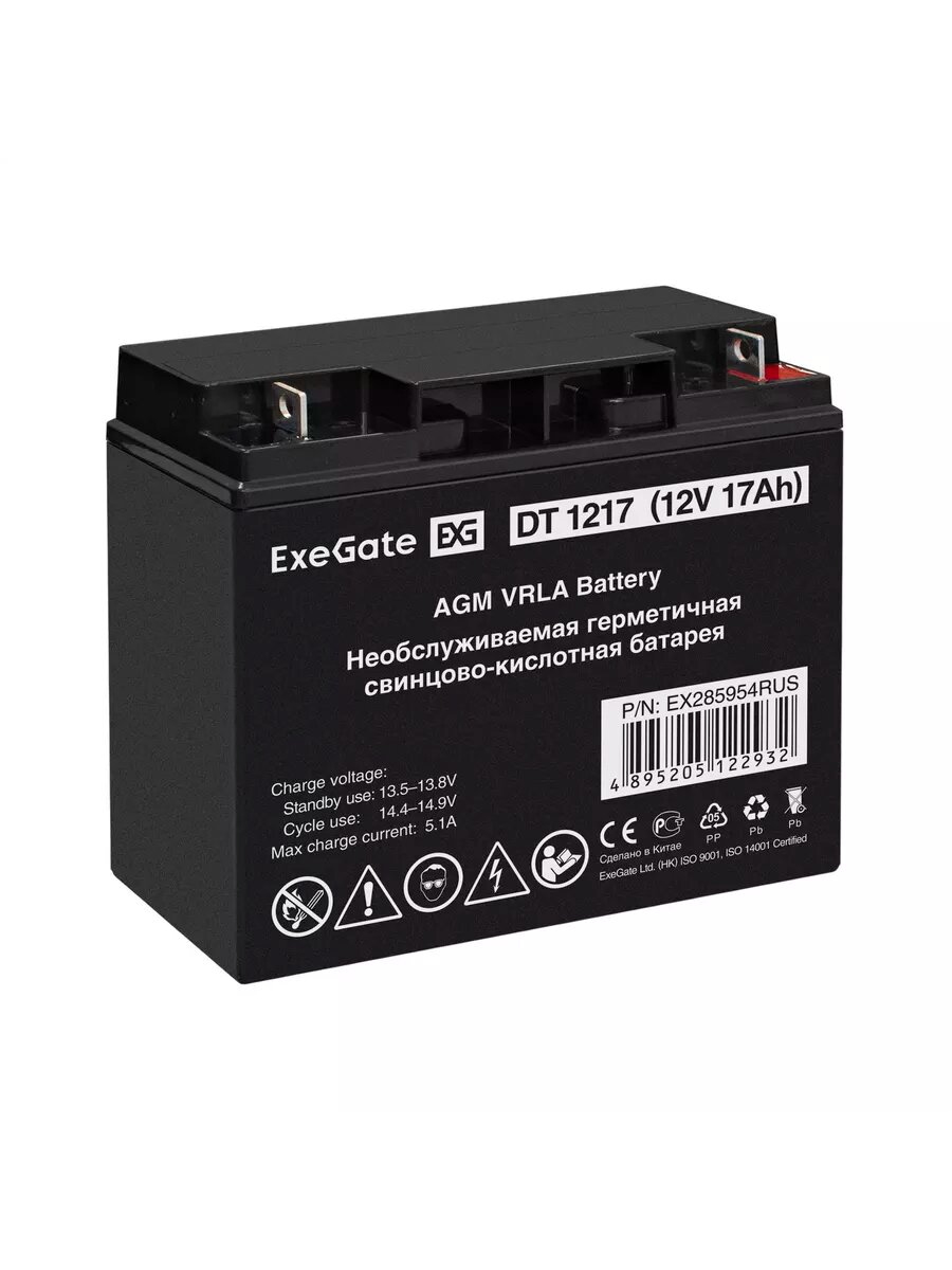 Аккумуляторная батарея свинцово-кислотная ExeGate DT 1217 2V 17Ah EX285954RUS