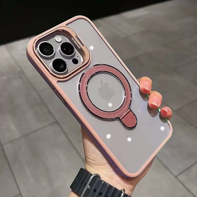 Магнитный чехол-подставка для iPhone 15 12 13 14 Plus 11 Pro Max Розовый, Pink, For iPhone 15