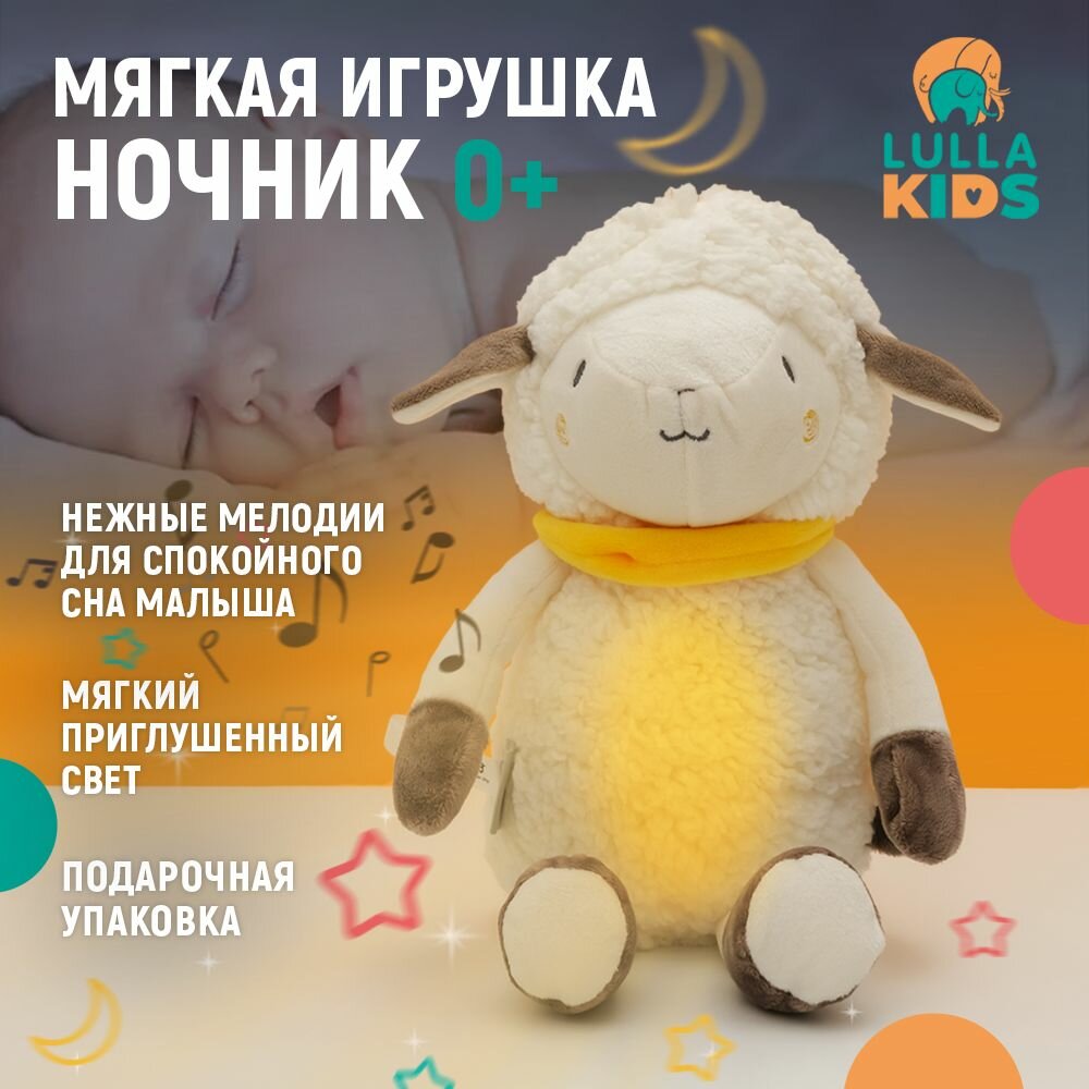 Ночник детский , мягкая игрушка светильник с проектором, белым шумом