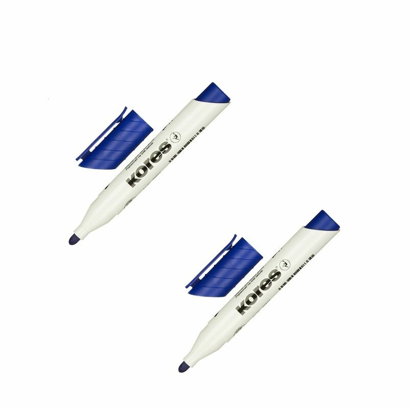 Kores Маркер для белых досок, синий, 3 мм, 2 уп.