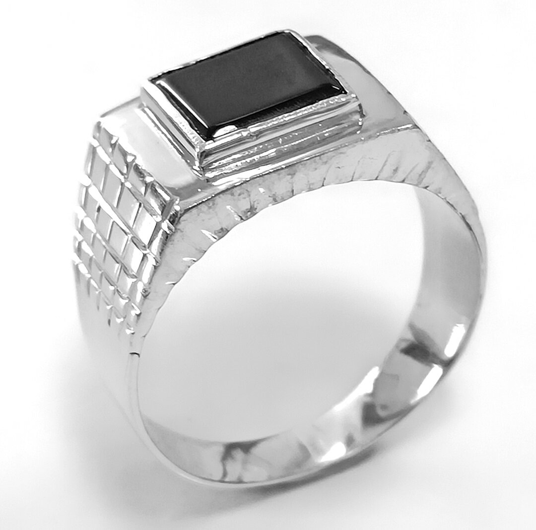 Печатка, серебро, 925 проба, родирование, оникс