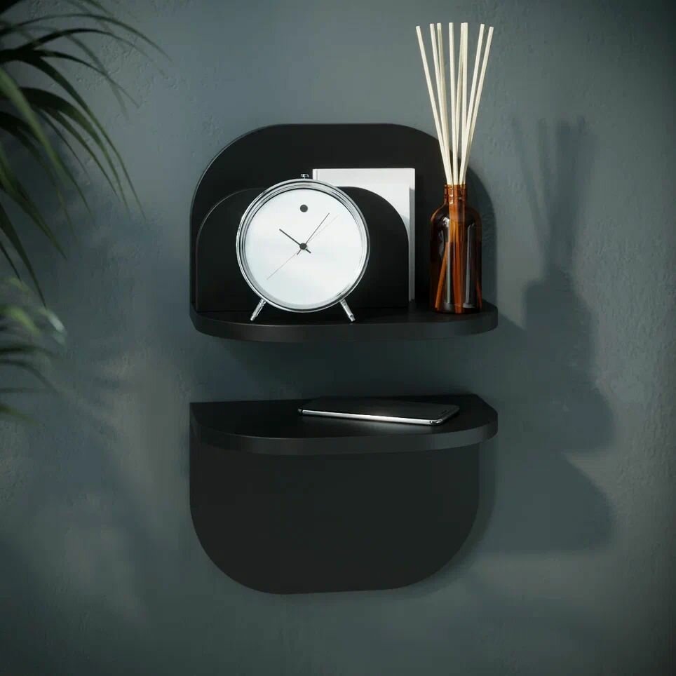 Универсальная дизайнерская полка настенная Фабрика Стиль Баланс, 30х18х19,6 см, черный