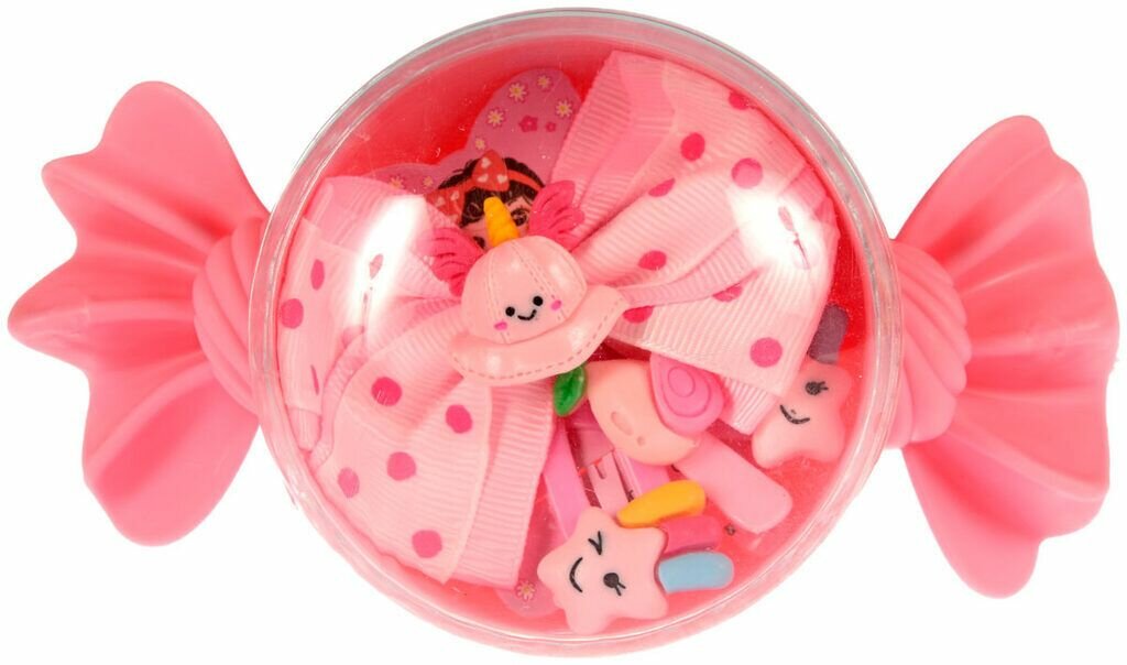 Резинки для волос Optplay с заколками "Конфета", цвет розовый