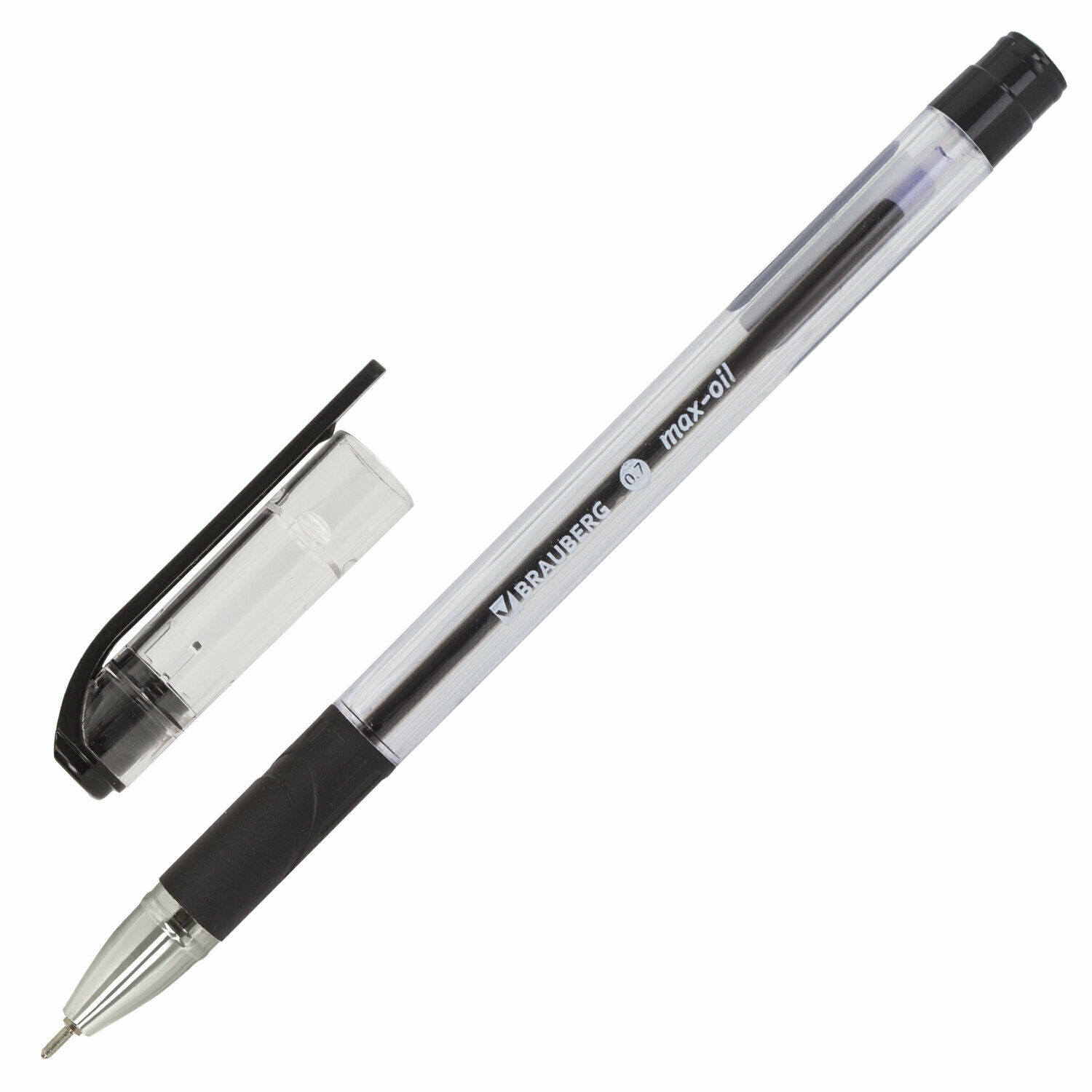 Ручка шариковая Brauberg масляная Max-Oil, игольчатый узел 0,7 мм, линия 0,35 мм, черная, 1 шт (142142)