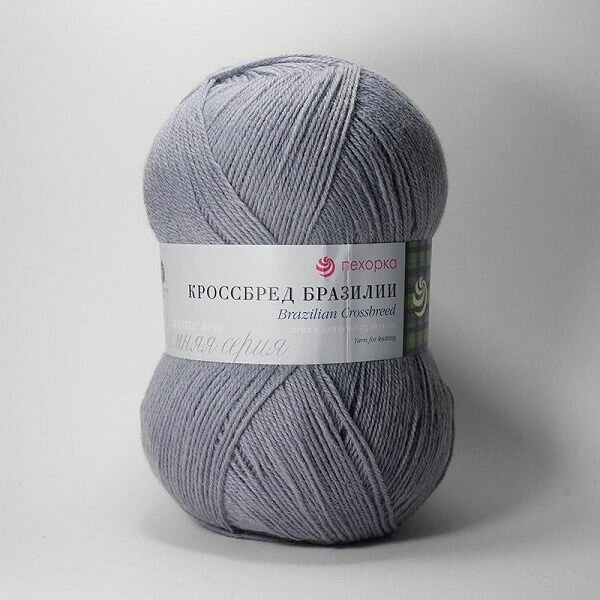 Пряжа Пехорский текстиль "Кроссбред Бразилии", 50% мериносовая шерсть, 50% акрил, 500+-29 м, №174, цвет Сталь, 5 шт по 100 г
