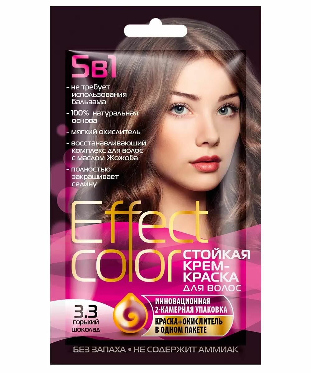 Крем-краска для волос Фитокосметик "Effect Сolor", стойкая, тон 3.3 Горький шоколад, 50 мл