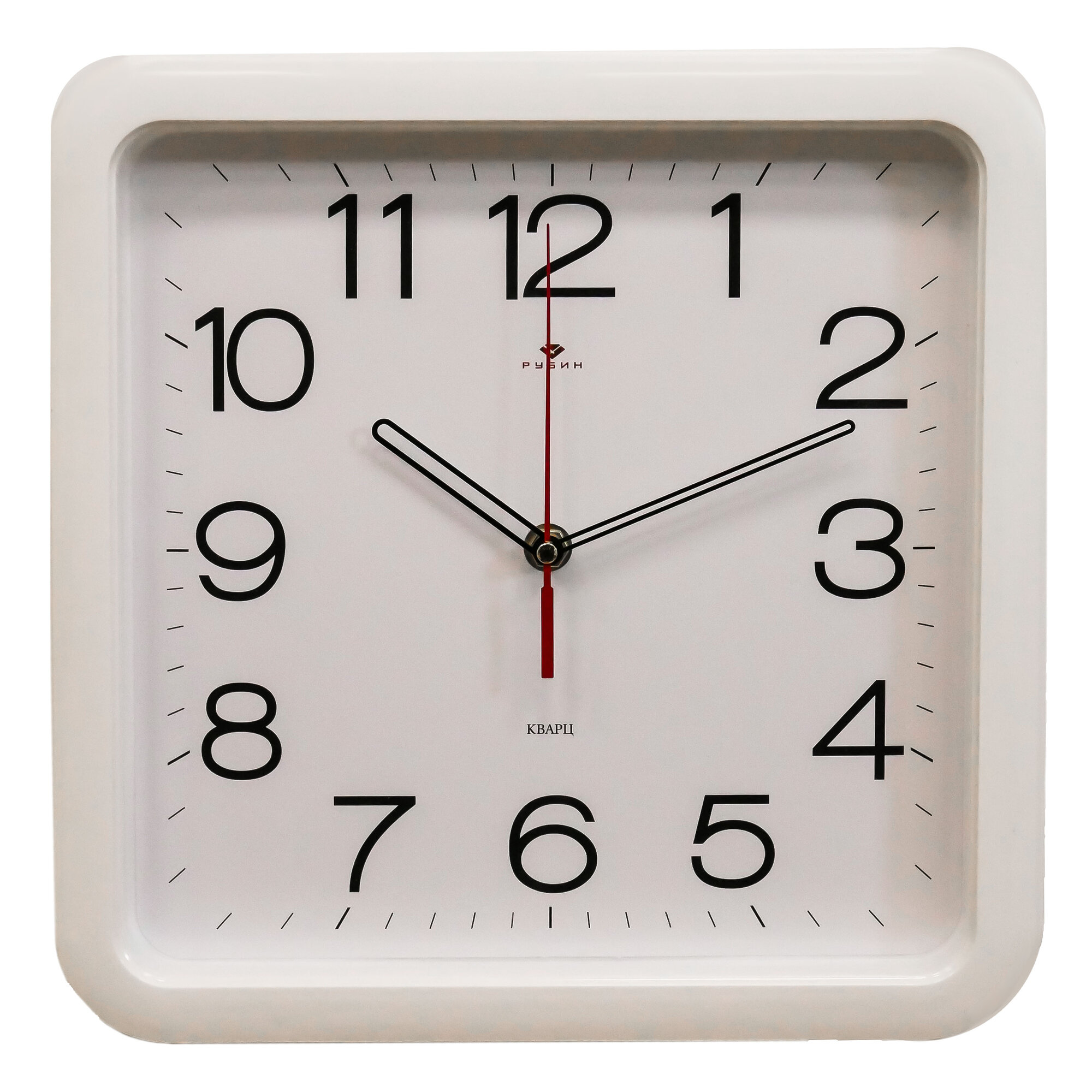 Настенные часы "Рубин Классика" , кварцевые, пластиковые, белый квадрат