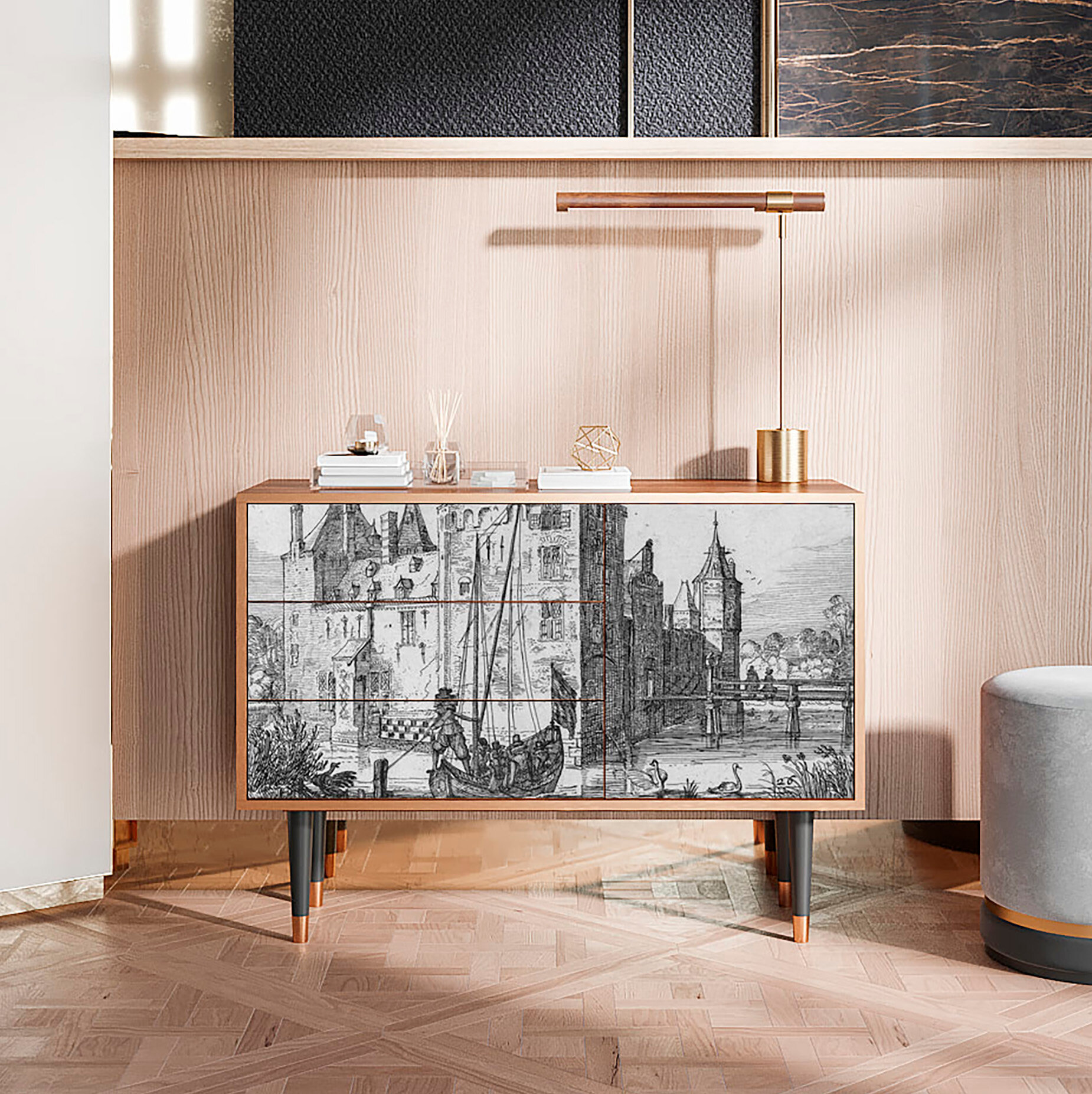 Комод - STORYZ - S3 Castle with Lift Bridge by Pieter Breugel , Размер - 115 x 84 x 41 см, Цвет корпуса - , Орех