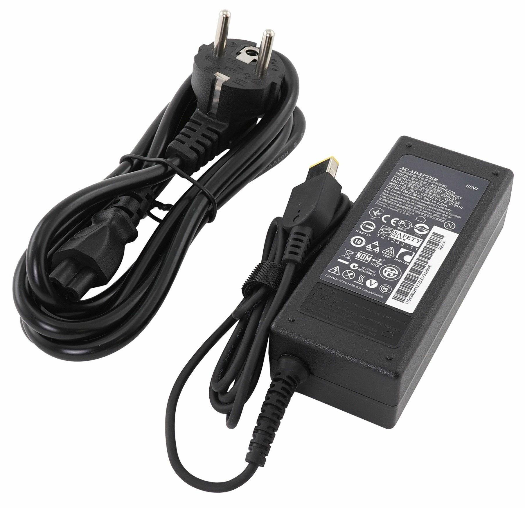Блок питания для Lenovo 20V 3.25A (65W) прямоугольный разъем
