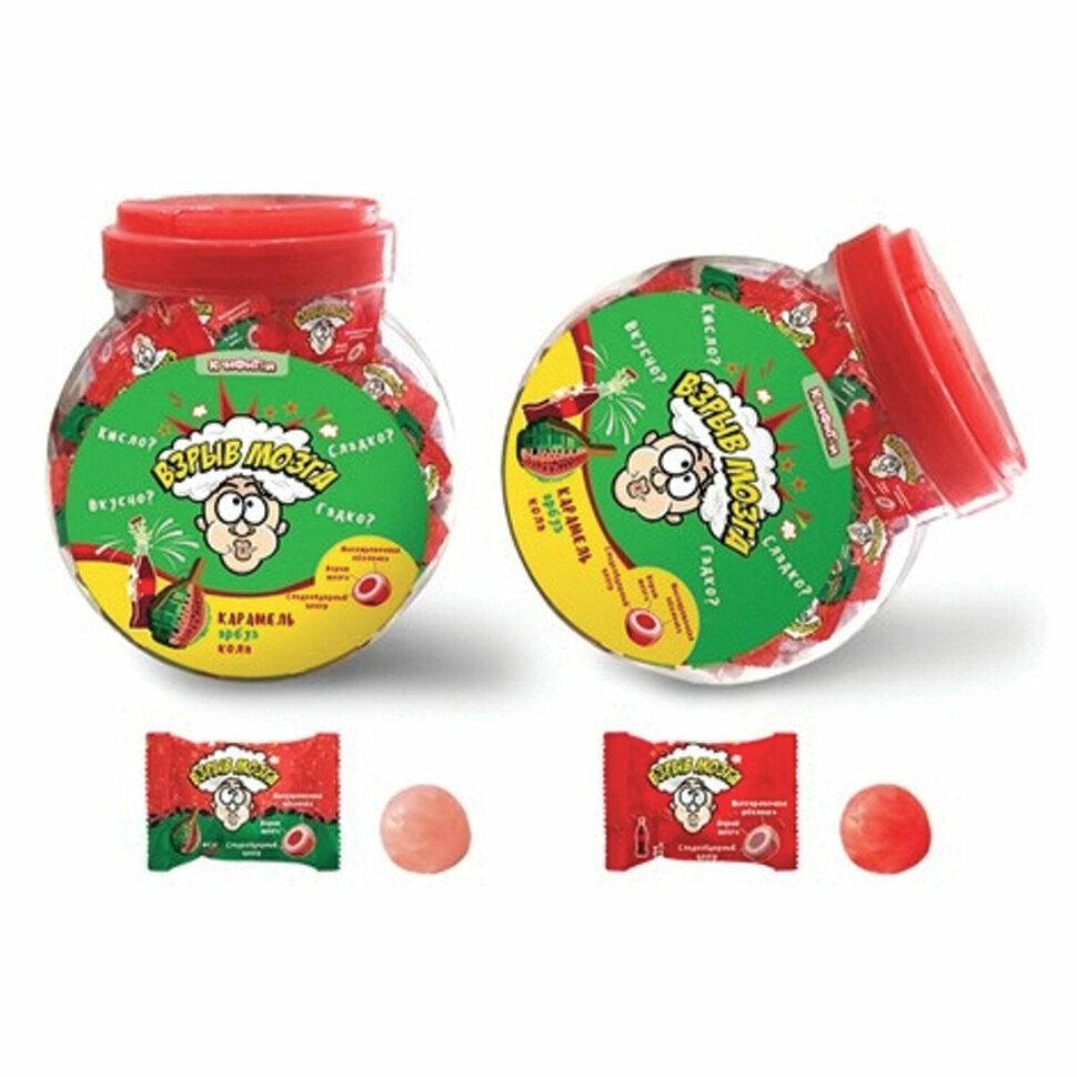 Карамель взрыв мозга ассорти 2 вкуса (кола, арбуз), 3 г, конфитой, КТ93624, 166 штук, 624397