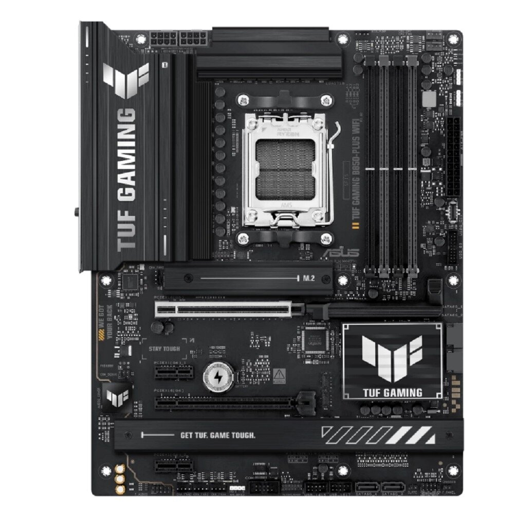 Материнская плата ASUS TUF GAMING B850-PLUS WIFI (Socket AM5, ATX, 4xDDR5(256GB), DP/HDMI, 1xPCIe 5.0x16/1xPCIe 4.0x16/2xPCIe 4.0x1, 1xLAN (2.5GbE), Wi-Fi 7, 4xSATA 6Gb/s, 3xM.2, 1xType-C, 7xUSB 3.2, 2xUSB 2.0)