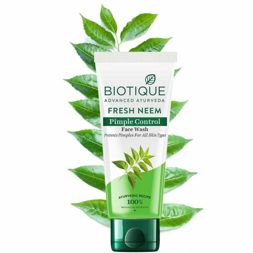 Гель для умывания свежий НИМ очищающий, против акне, для всех типов кожи, Биотик FRESH NEEM Pimple Control Face Wash, Biotique 100 мл.